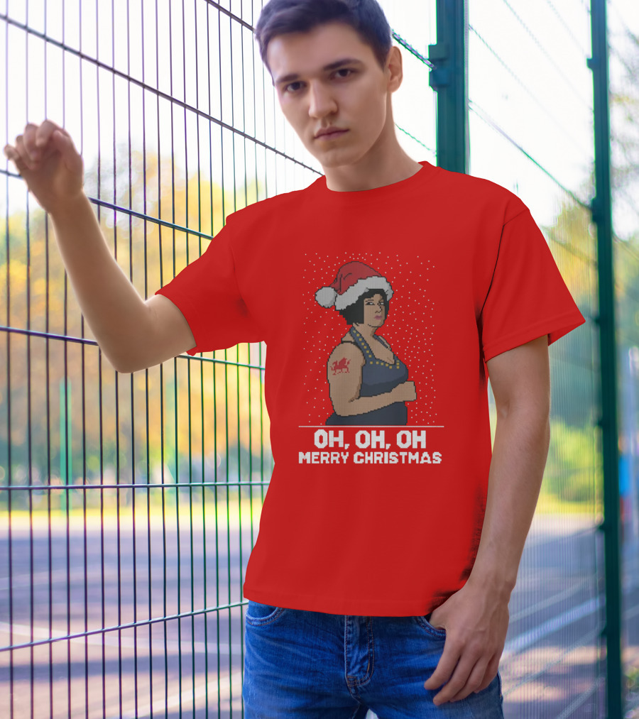 Oh Oh Oh Merry Christmas Santa Hat Tattoo T-Shirt
