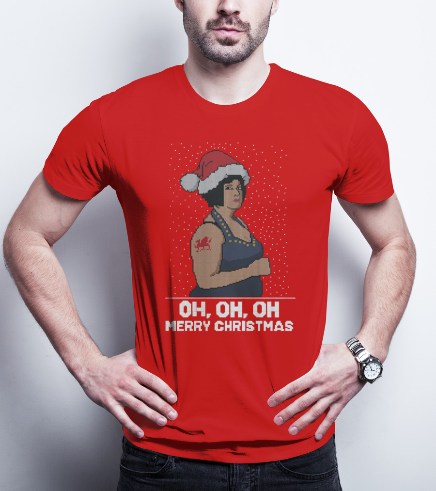 Oh Oh Oh Merry Christmas Santa Hat Tattoo T-Shirt