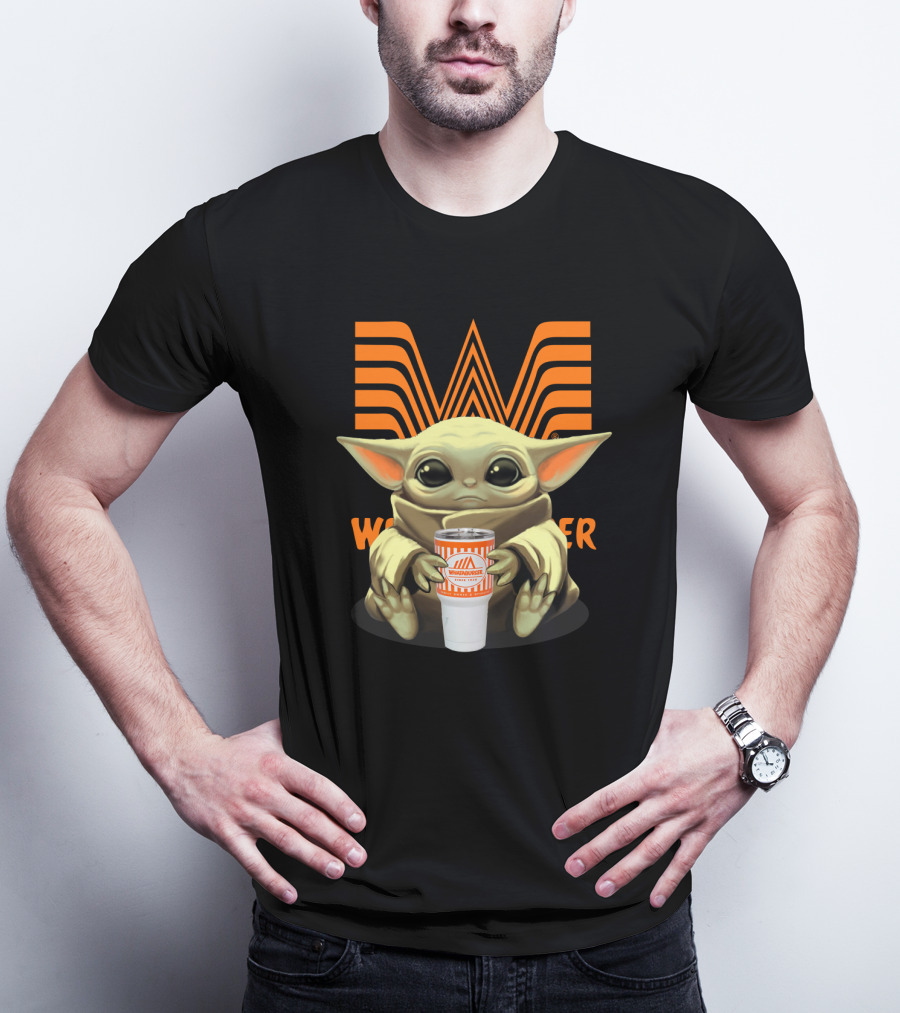 Baby Yoda Holding Whataburger Cup With Iconic Whataburger T-Shirt