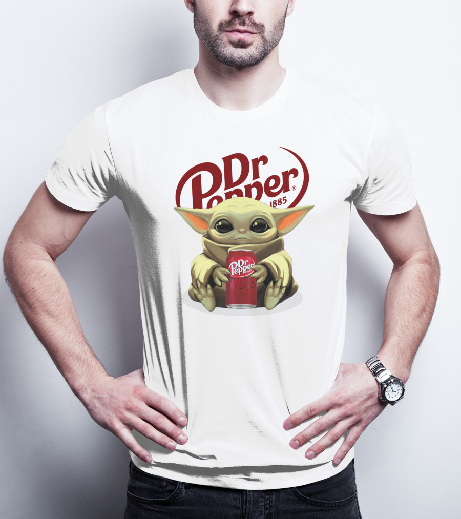 Dr Pepper 1885 Baby Yoda Holding Dr Pepper Can T-Shirt