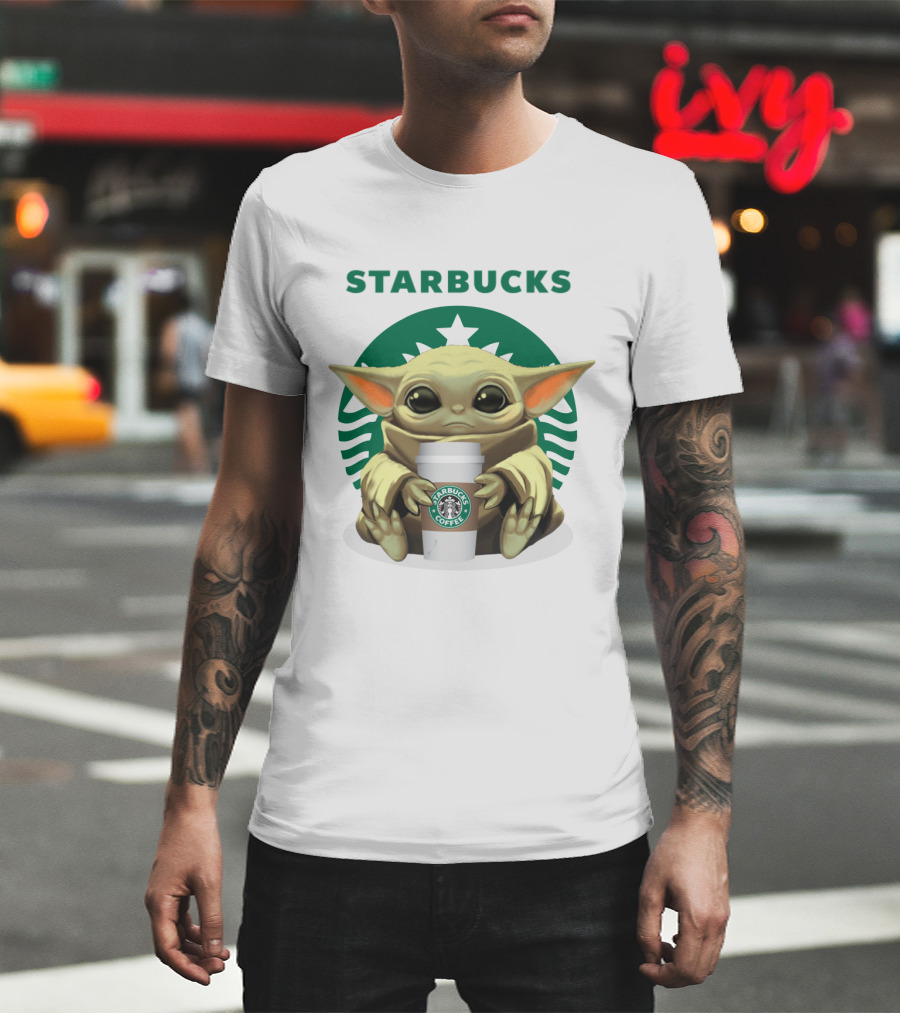Baby Yoda Starbucks Coffee Icon Crossover T-Shirt