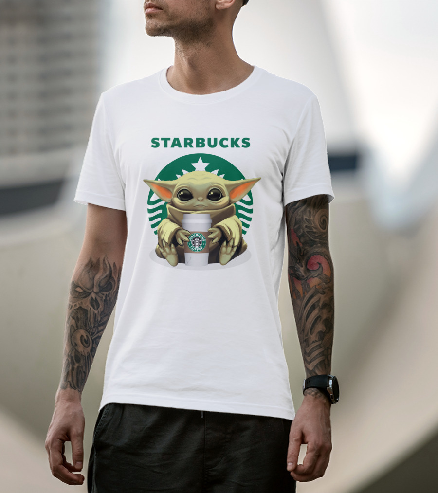 Baby Yoda Starbucks Coffee Icon Crossover T-Shirt