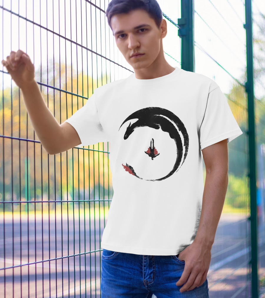 Hiccup And Toothless Fly Artistic Circular T-Shirt