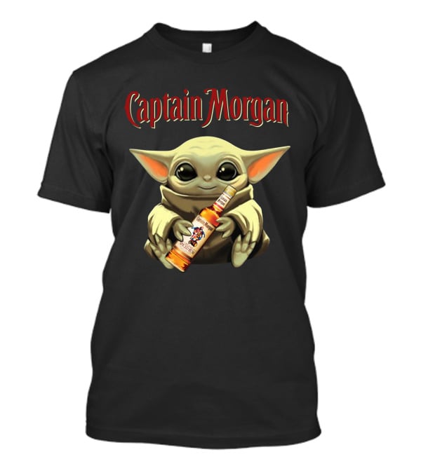 Captain Morgan Baby Yoda Holding Rum Bottle T-Shirt