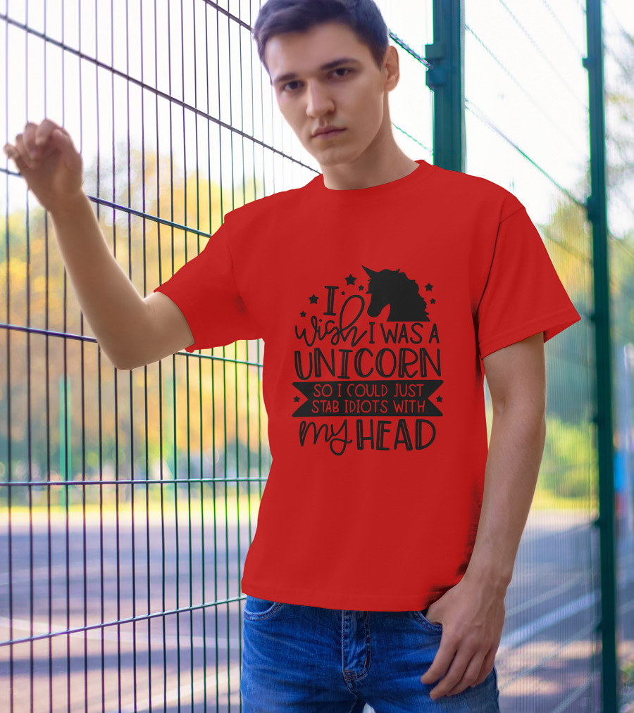 I Wish I Was A Unicorn So I Could Just Stab Idiots With My Head Stars T-Shirt