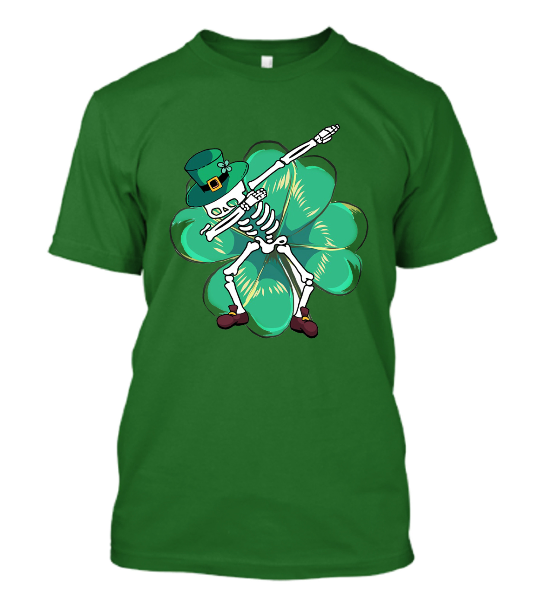 St Patrick's Day Skeleton Dabbing Leprechaun Clover T-Shirt
