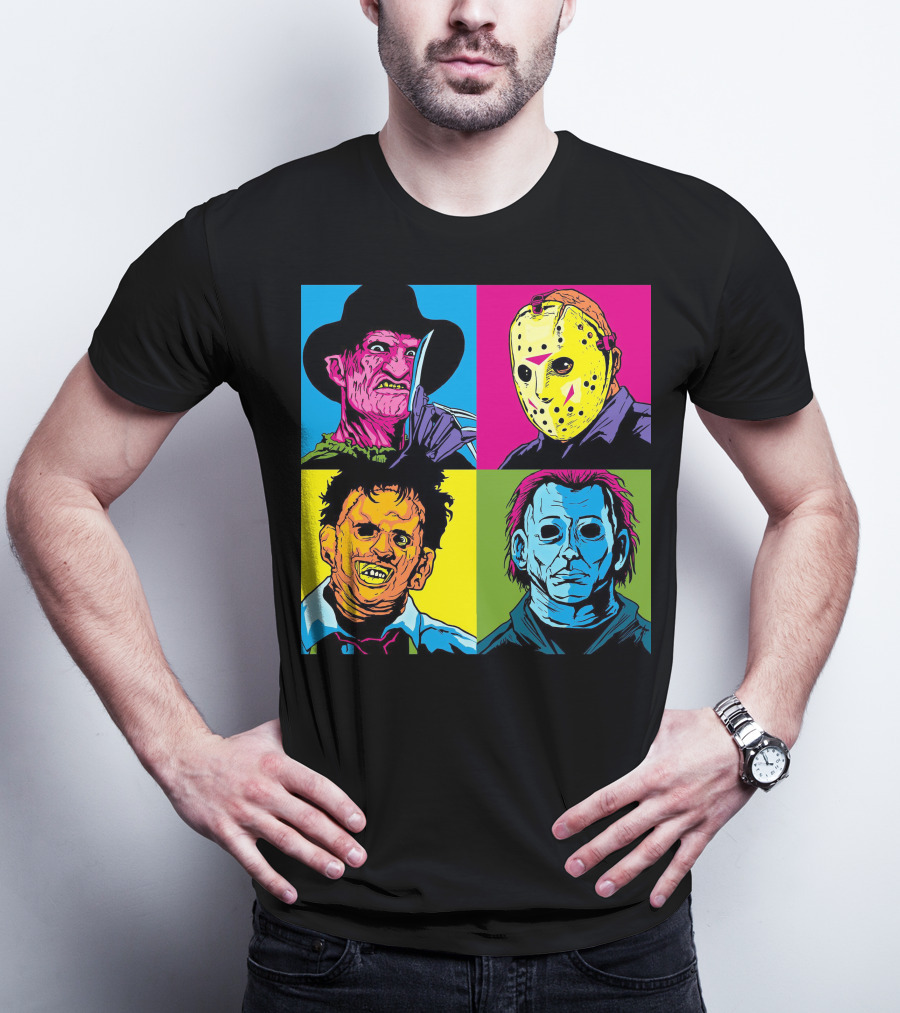 Freddy Krueger Jason Voorhees Leatherface Michael Myers Horror Movie Pop T-Shirt