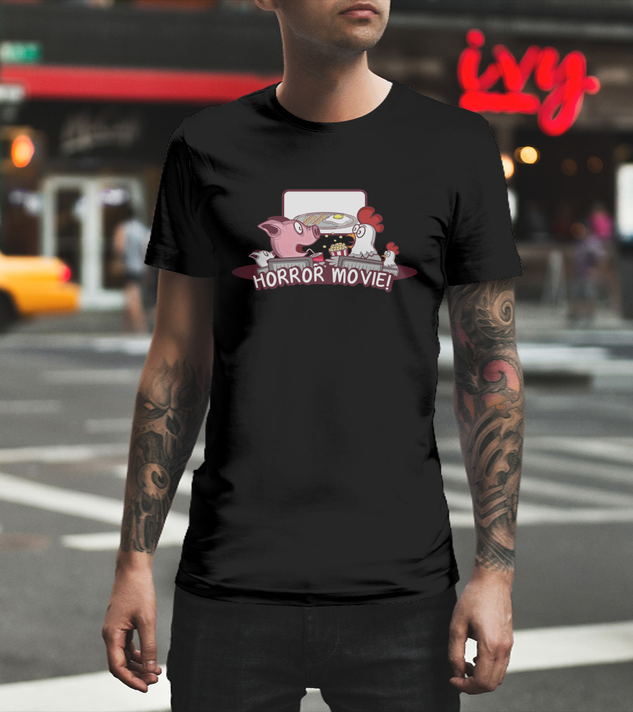 Horror Movie Pig And Chicken Breakfast Scene T-Shirt