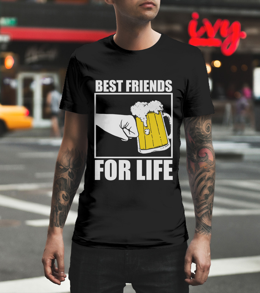 Best Friends For Life Beer Mug Fist Bump T-Shirt
