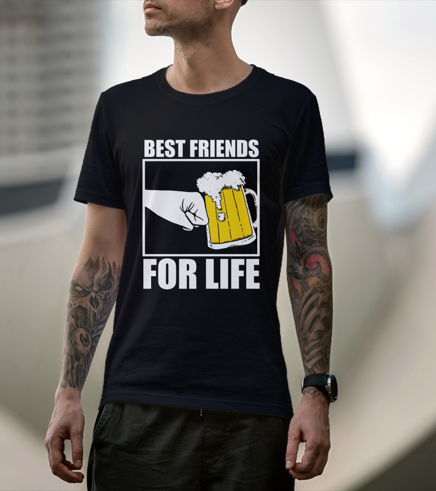 Best Friends For Life Beer Mug Fist Bump T-Shirt