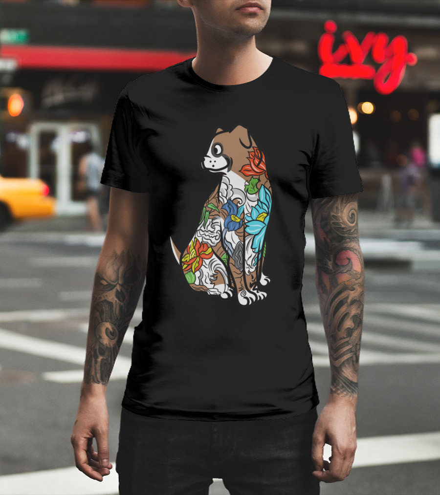 Boxer Tattoo Floral Colorful T-Shirt