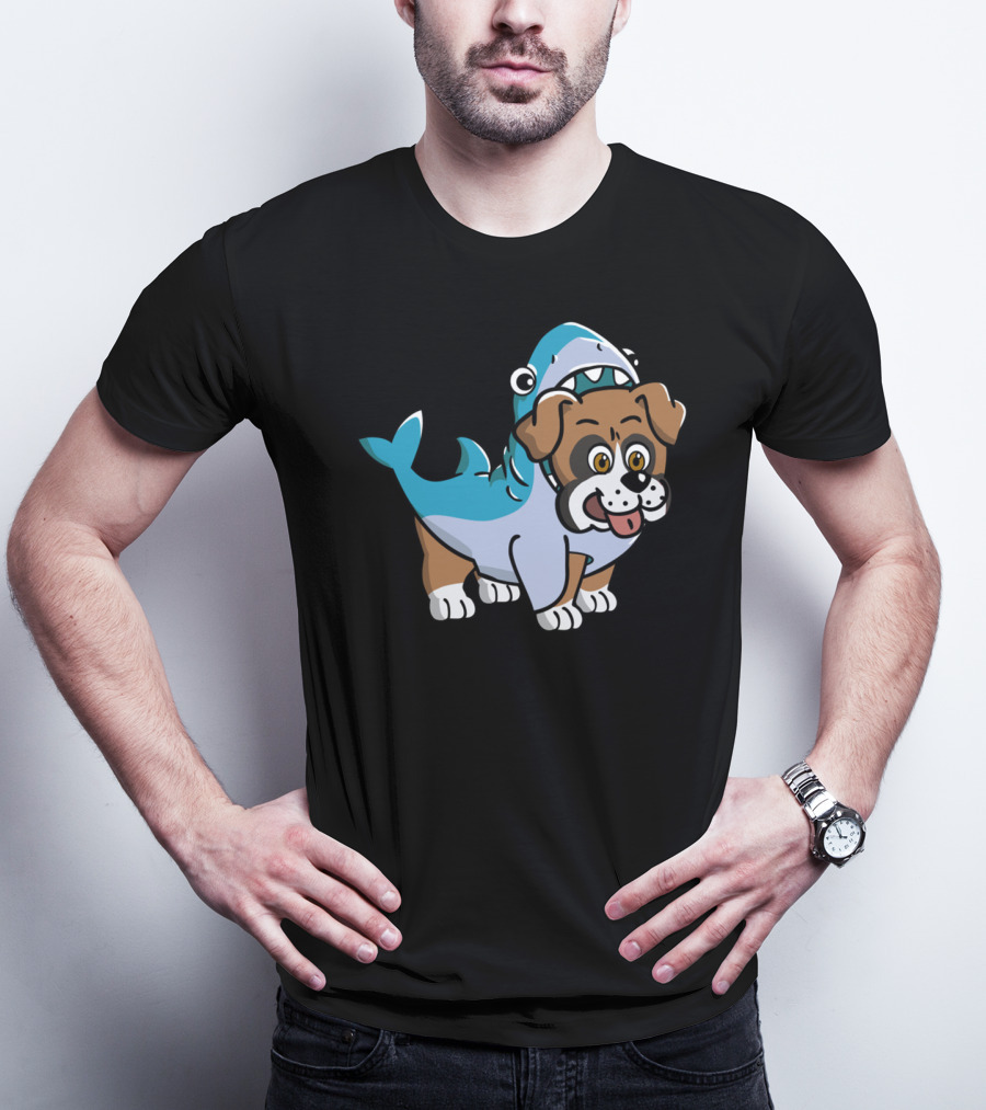 Friendly Boxer Dog In Shark Costume Playfully Walking T-Shirt