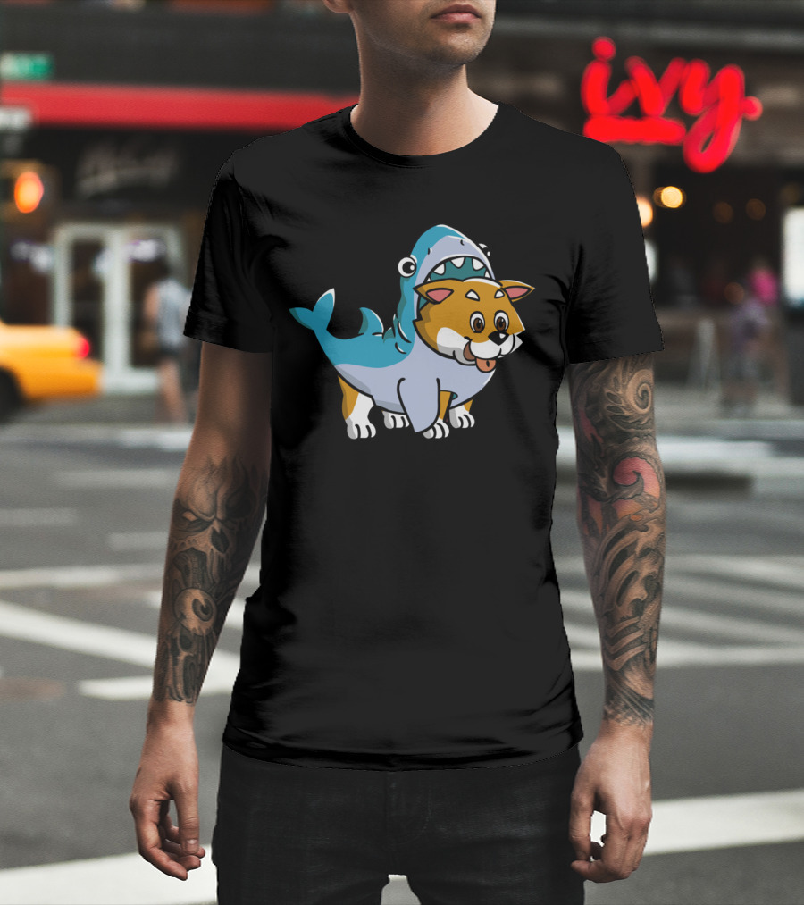 Shiba Inu Shark Costume Fusion Fun T-Shirt