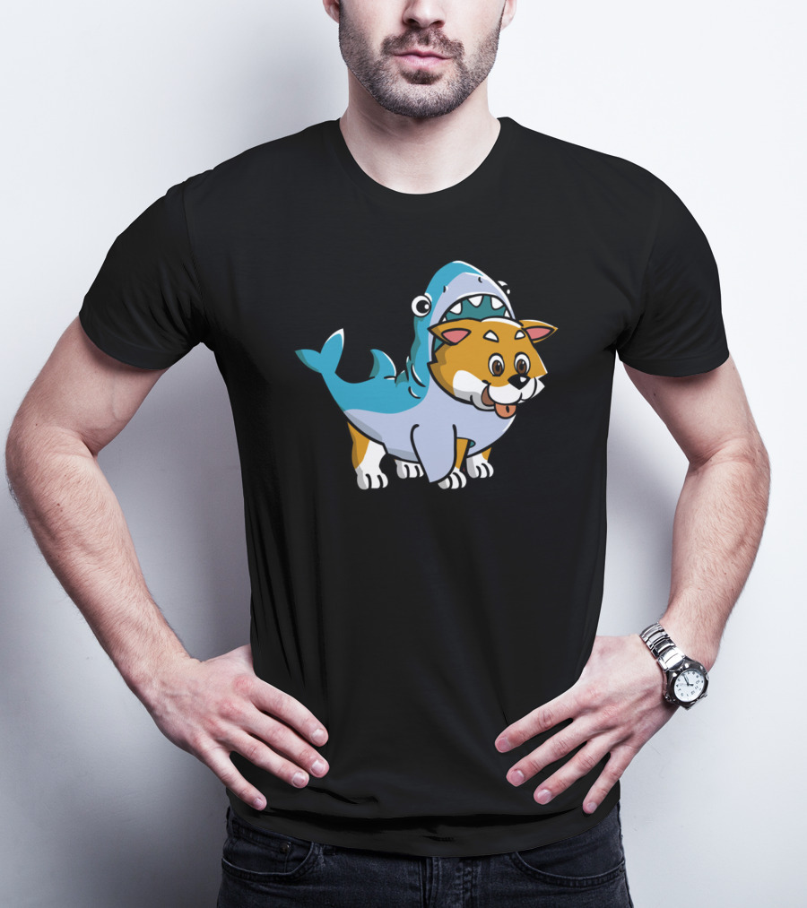 Shiba Inu Shark Costume Fusion Fun T-Shirt