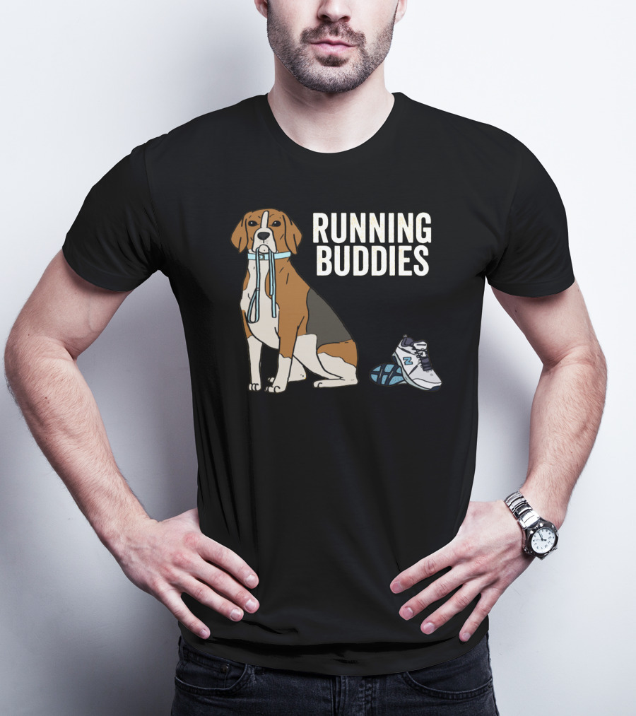 Beagle Running Buddies With Shoe And Leash T-Shirt