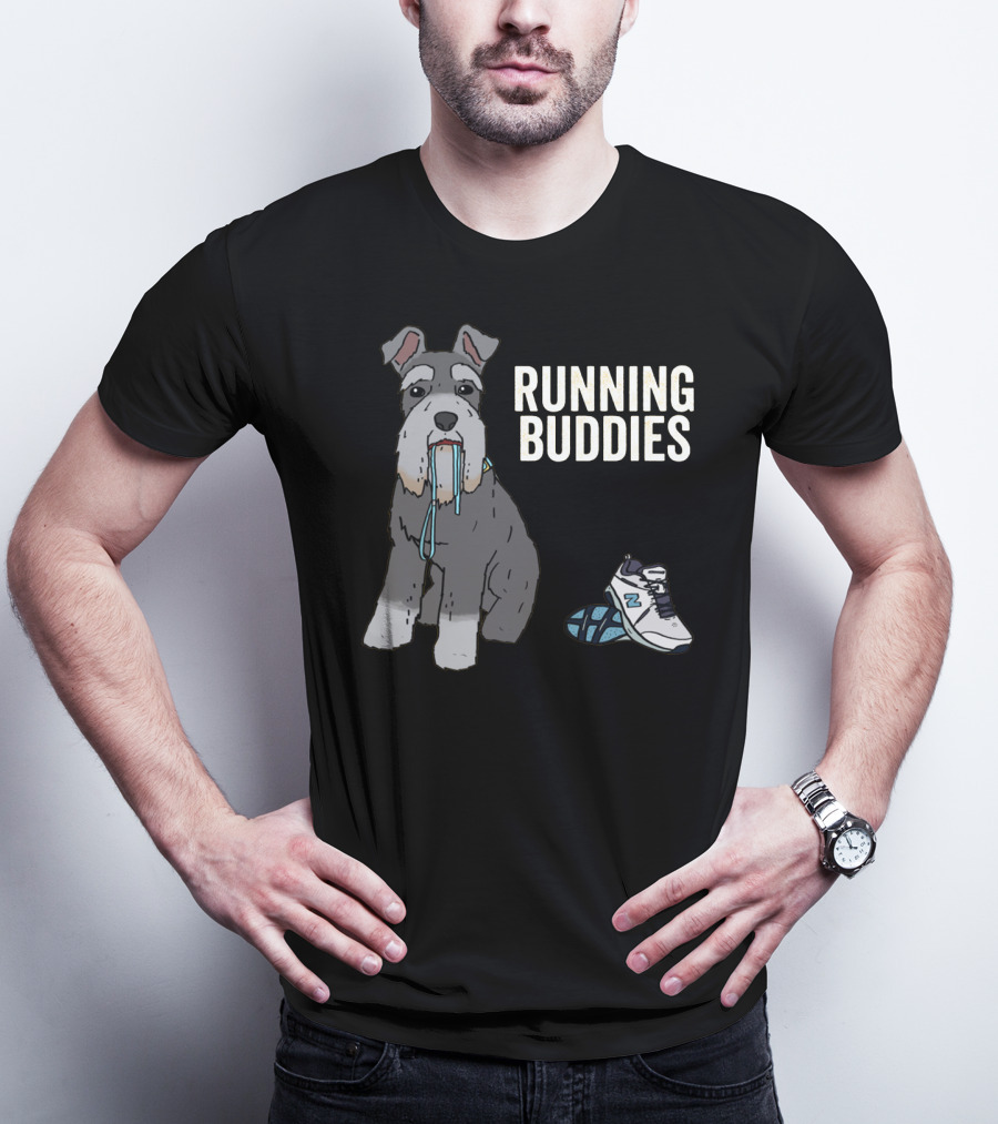 Schnauzer Running Buddies With Athletic Shoes And Laces T-Shirt
