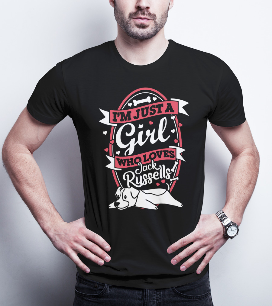 I'm Just A Girl Who Loves Jack Russells With Heart And Bone Accents T-Shirt
