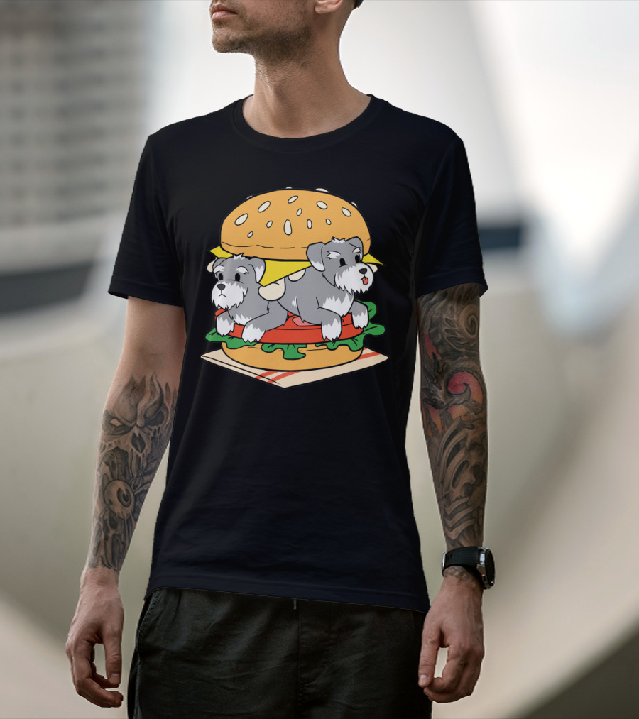 Schnauzer Double Hamburger With Cheese, Lettuce, And Tomato T-Shirt