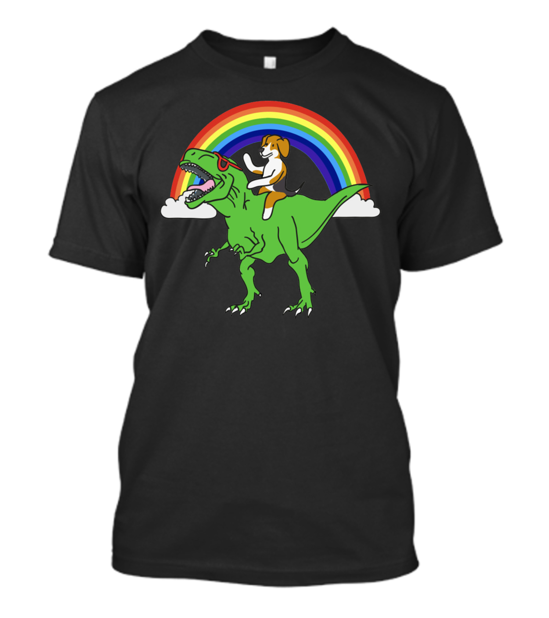 Beagle Dinosaur Riding T-Rex T-Shirt