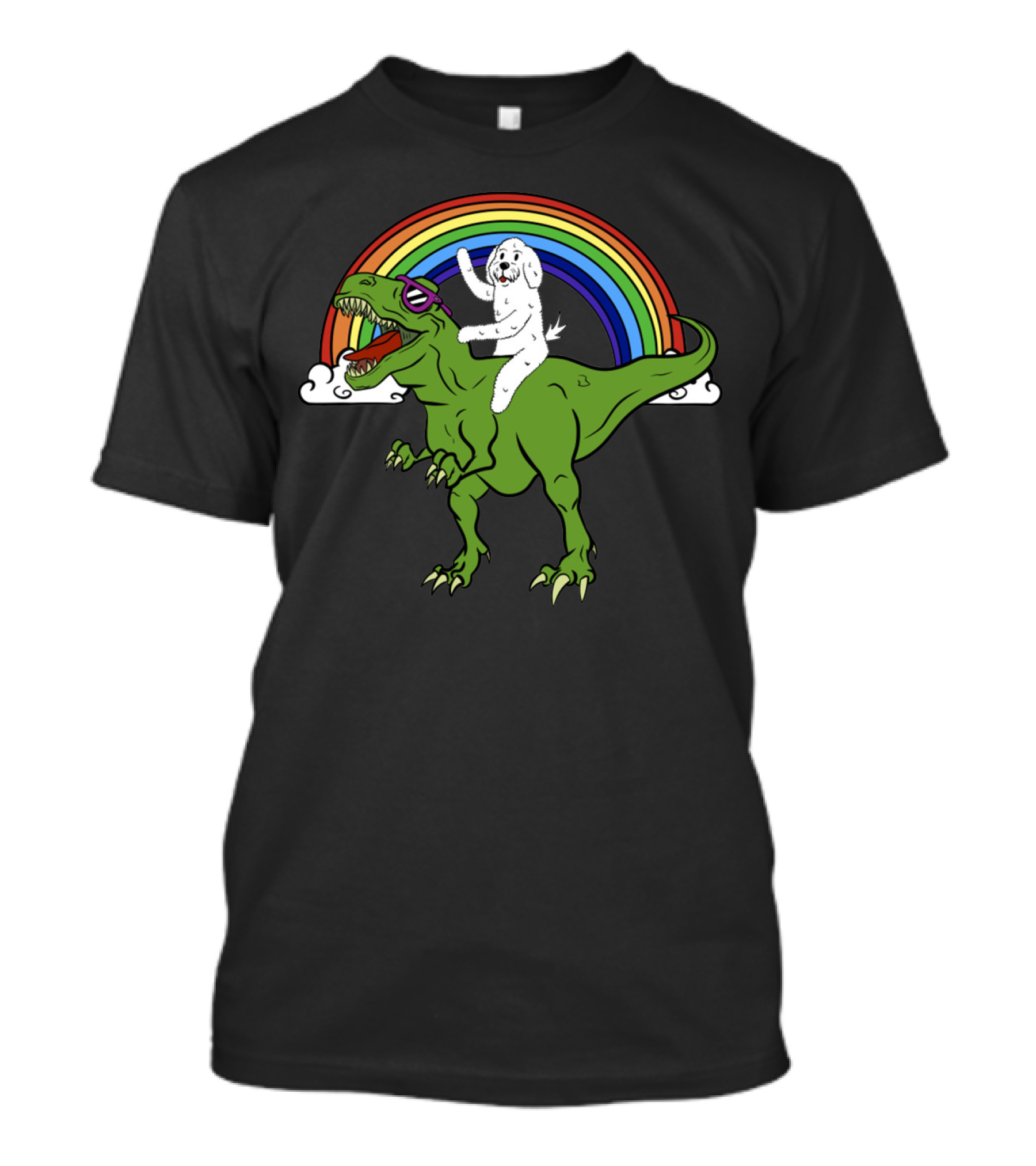 Bichon Frise Riding Tyrannosaurus T-Shirt