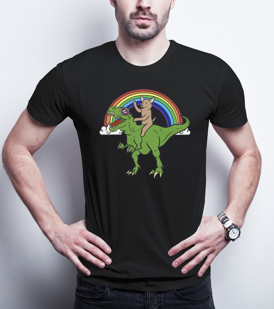 Chihuahua Riding Dinosaur T-Shirt