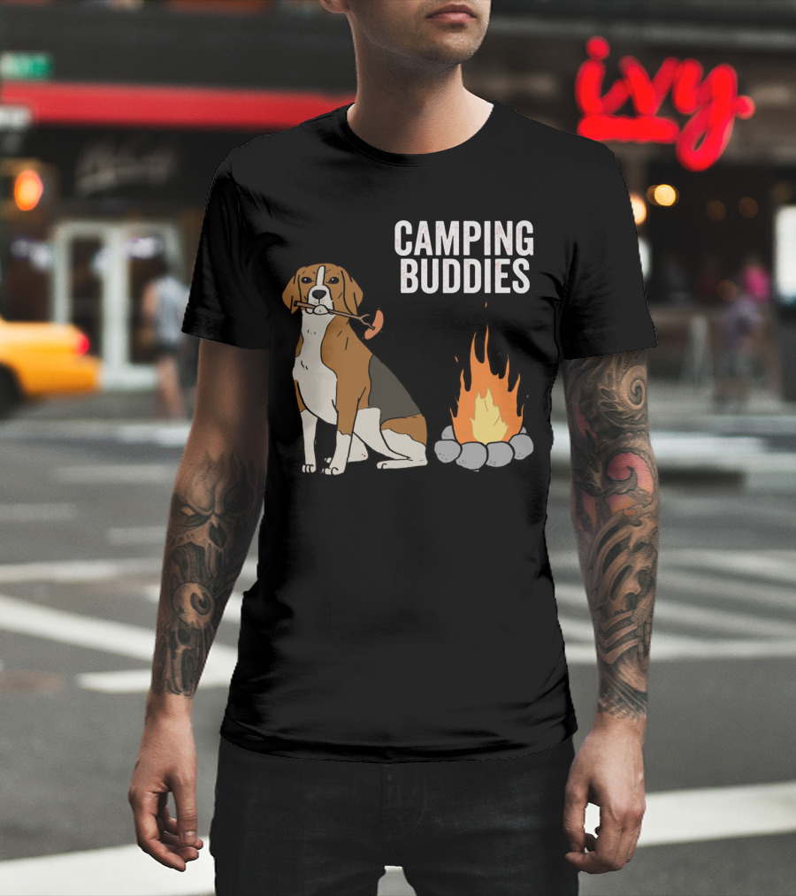 CAMPGROUND ADVENTURE WITH BEAGLE AND CAMPFIRE BUDDIES T-Shirt