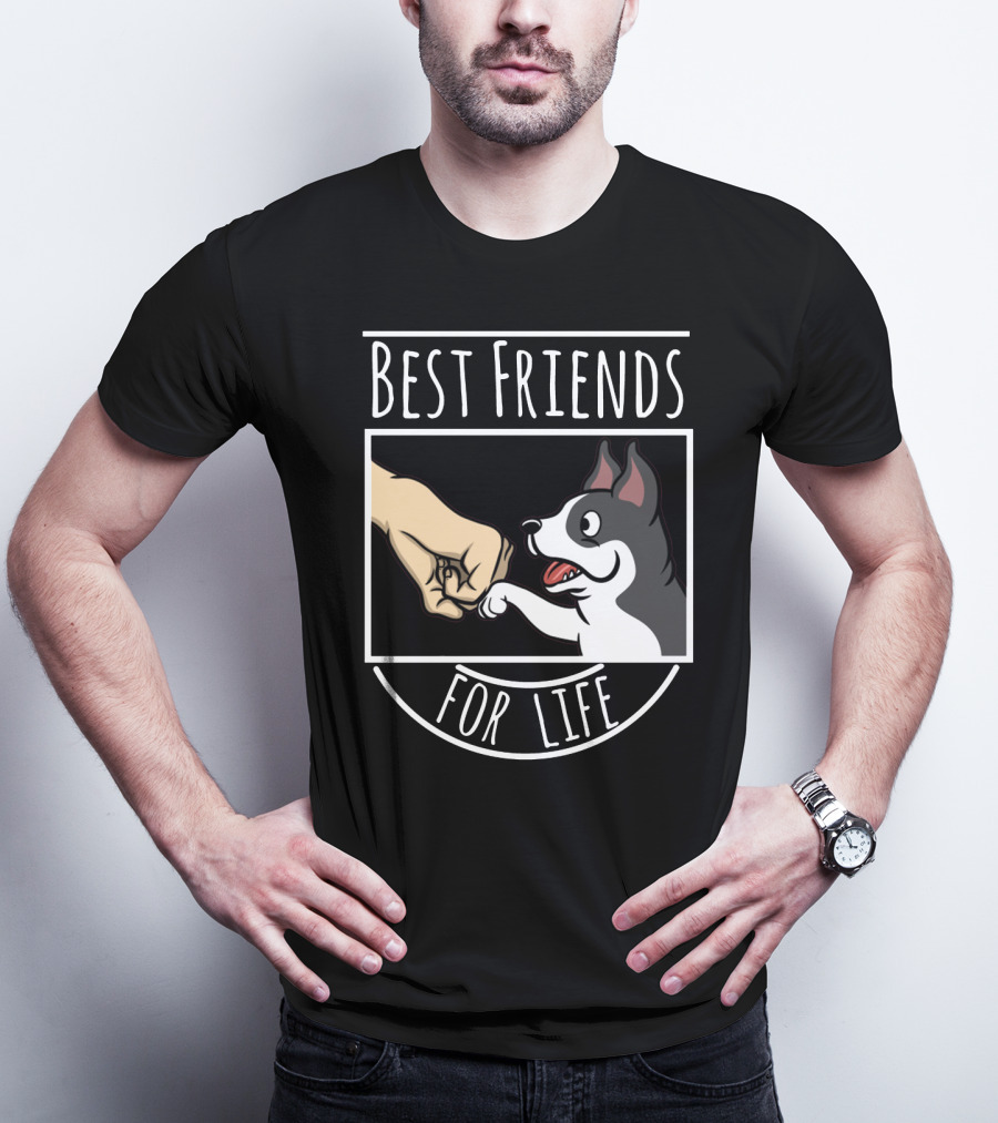 Best Friends For Life Boston Terrier Fist Bump T-Shirt