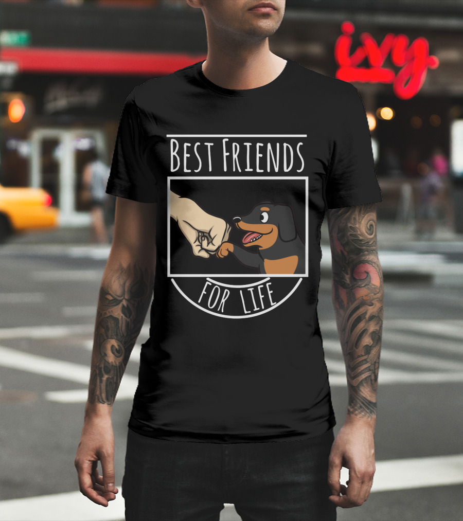 Best Friends For Life Dachshund Fist Bump Fun T-Shirt