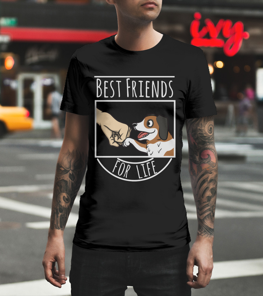 Best Friends For Life St Bernard Dog And Human Fist Bump T-Shirt