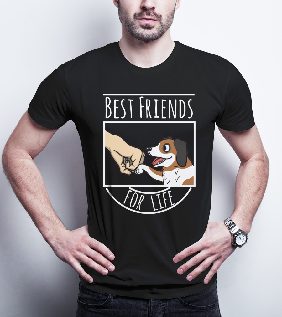 Best Friends For Life St Bernard Dog And Human Fist Bump T-Shirt