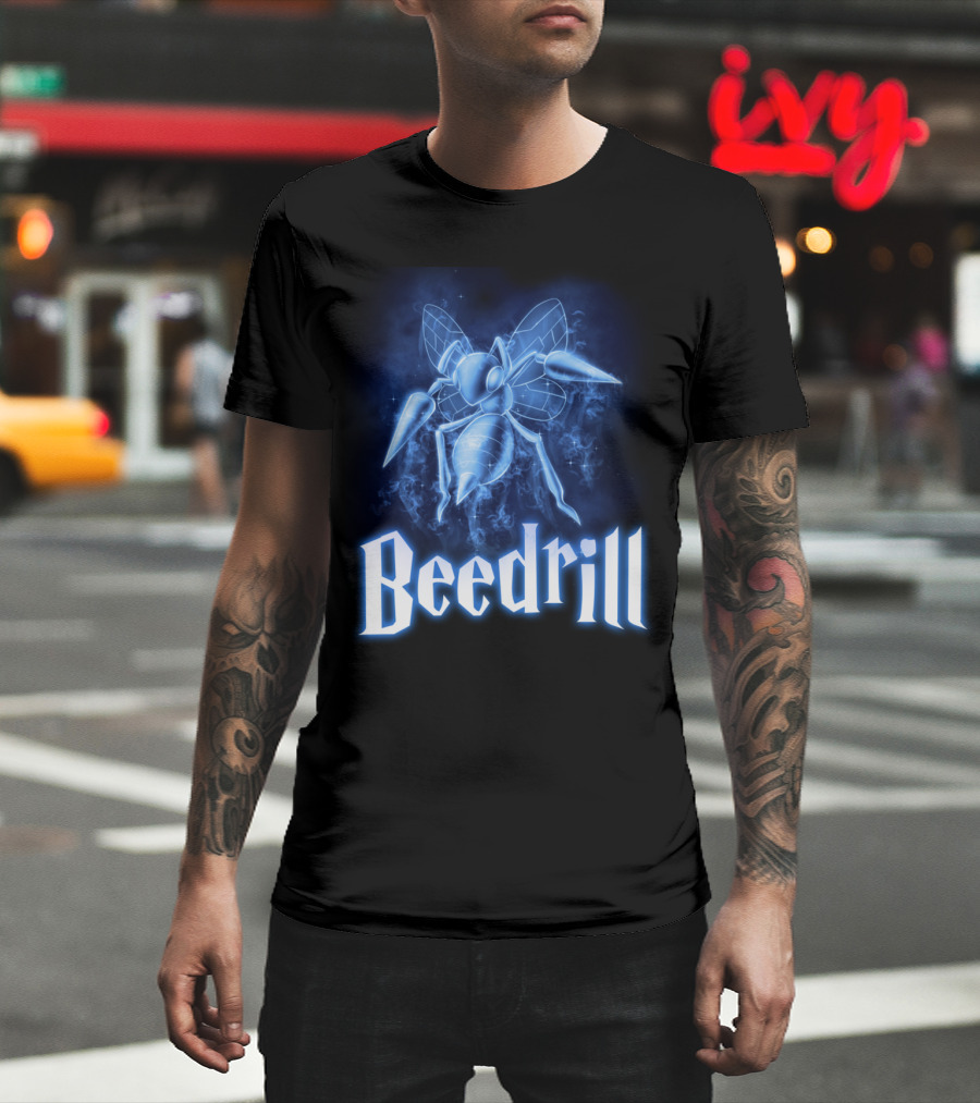 Beedrill Pokemon Patronus Glow Blue Aura T-Shirt