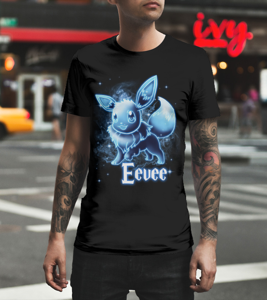 Eevee Pokemon Patronus Neon Glow Effect T-Shirt