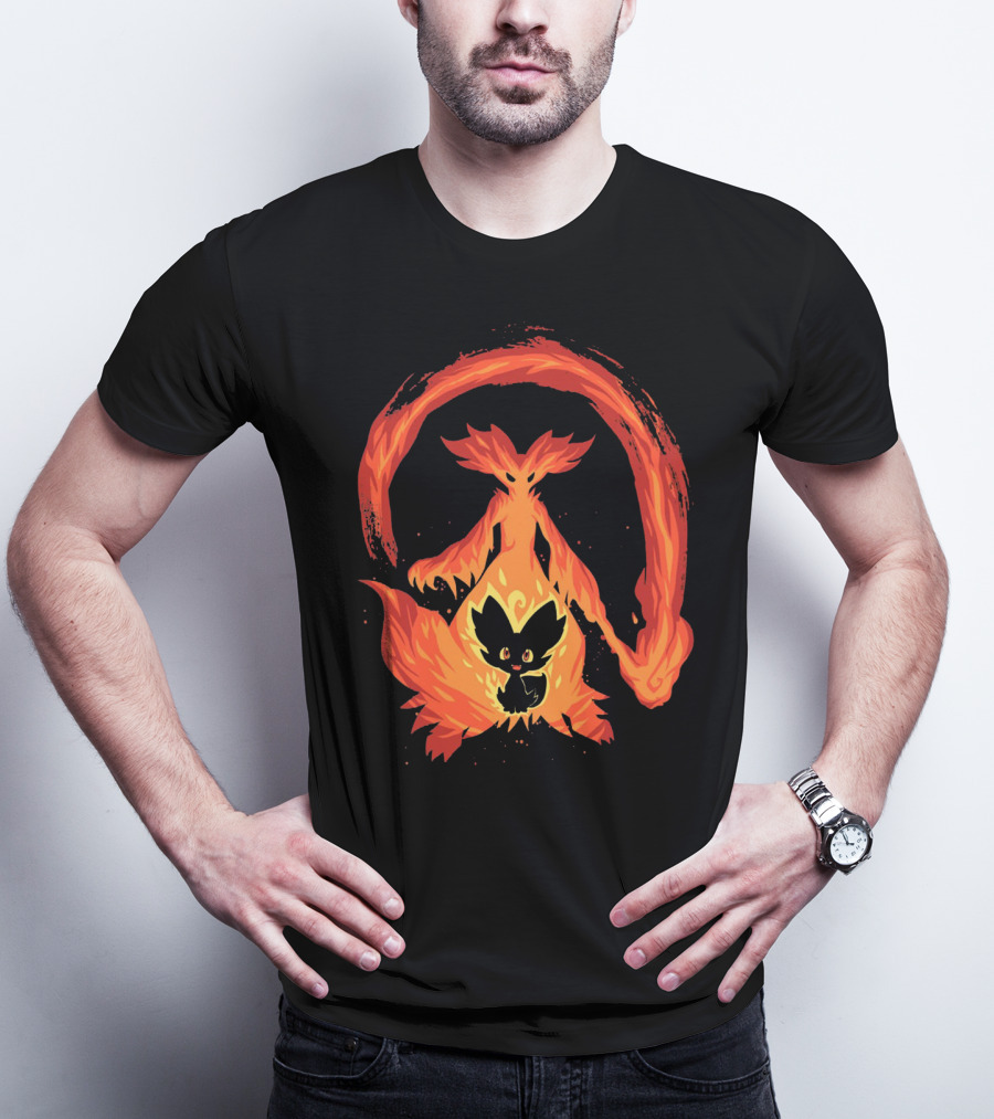 Evolution Pokemon Fire Type Delphox Flame Spiritual Transformation T-Shirt