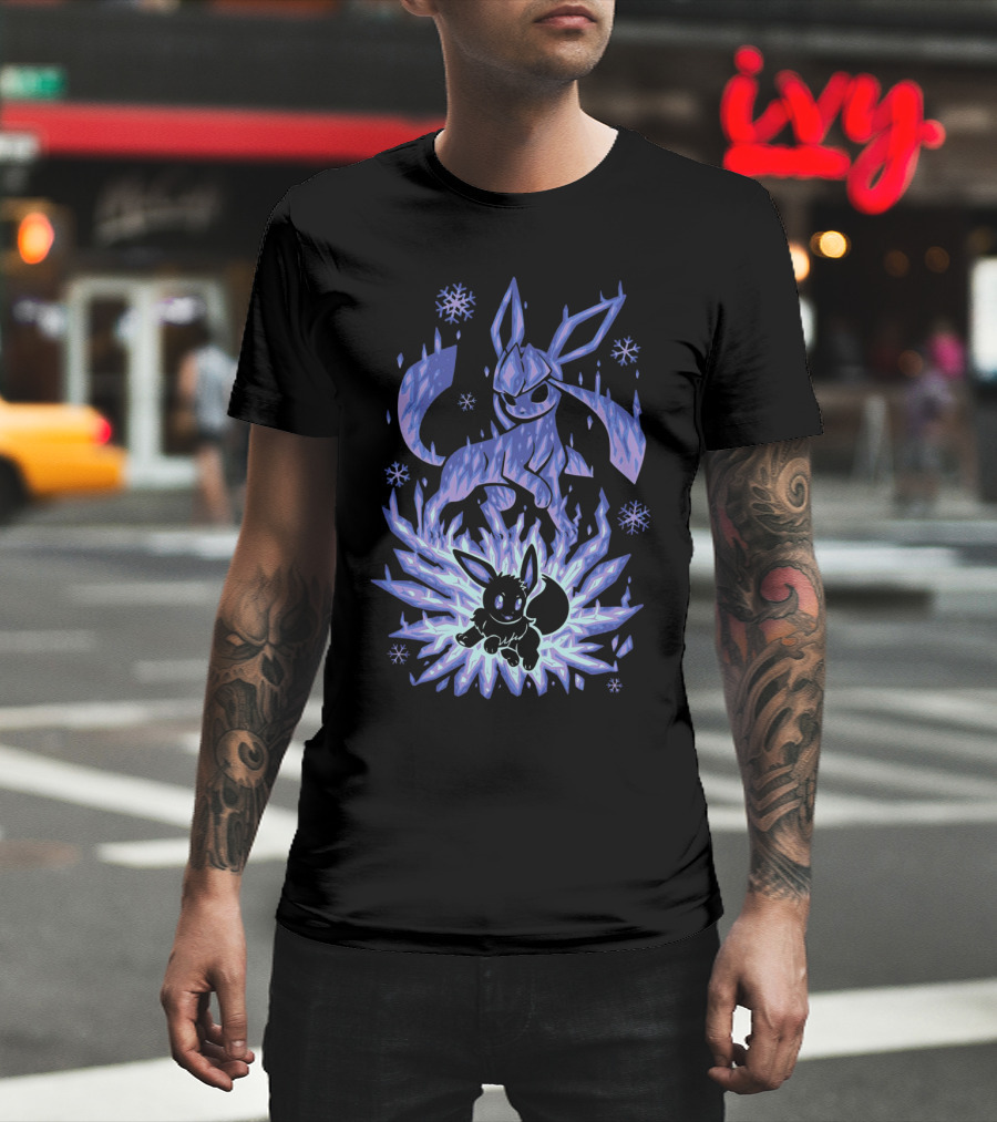 Evolution Pokemon Glaceon Ice Form Transformation T-Shirt