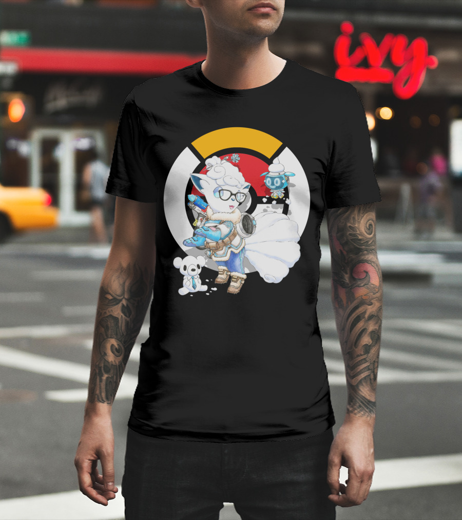 Pokemon X Overwatch Alolan Vulpix With Mei Winter T-Shirt
