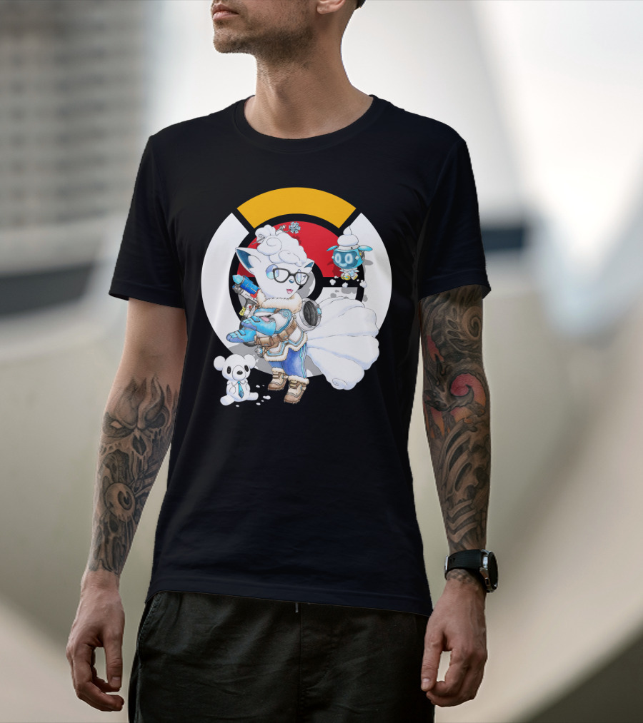 Pokemon X Overwatch Alolan Vulpix With Mei Winter T-Shirt