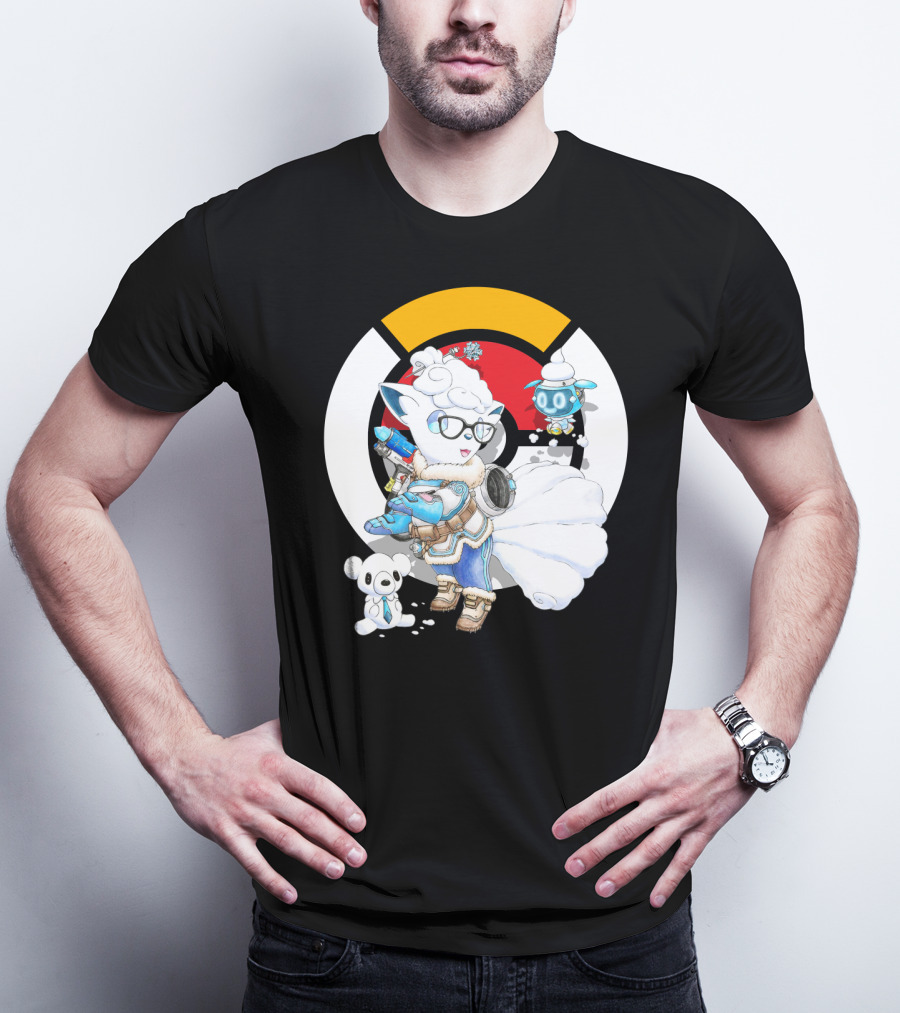 Pokemon X Overwatch Alolan Vulpix With Mei Winter T-Shirt