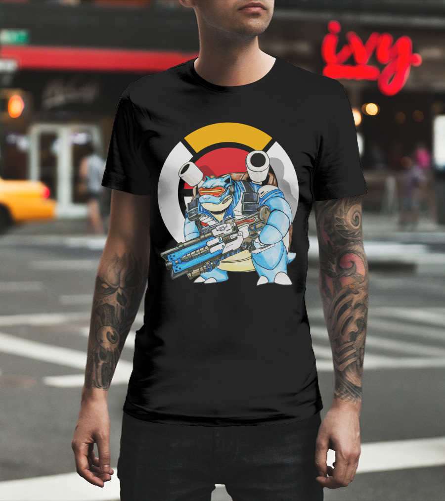Pokemon X Blastoise X Soldier76 Crossover Fusion T-Shirt