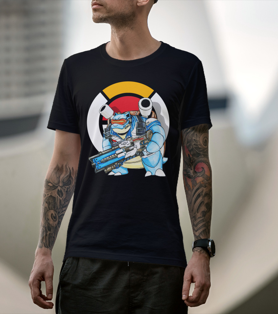 Pokemon X Blastoise X Soldier76 Crossover Fusion T-Shirt
