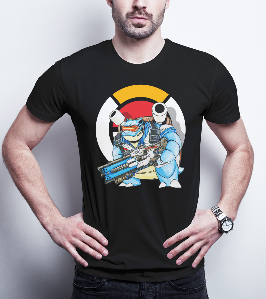 Pokemon X Blastoise X Soldier76 Crossover Fusion T-Shirt