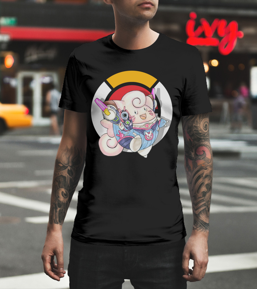 Pokemon Clefairy Overwatch D.va Crossover T-Shirt