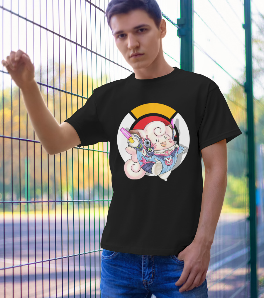 Pokemon Clefairy Overwatch D.va Crossover T-Shirt