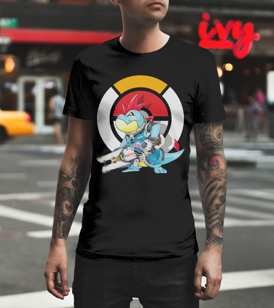 POKEMON CROCONAW ZARYA Crossover With Pokeball Background T-Shirt
