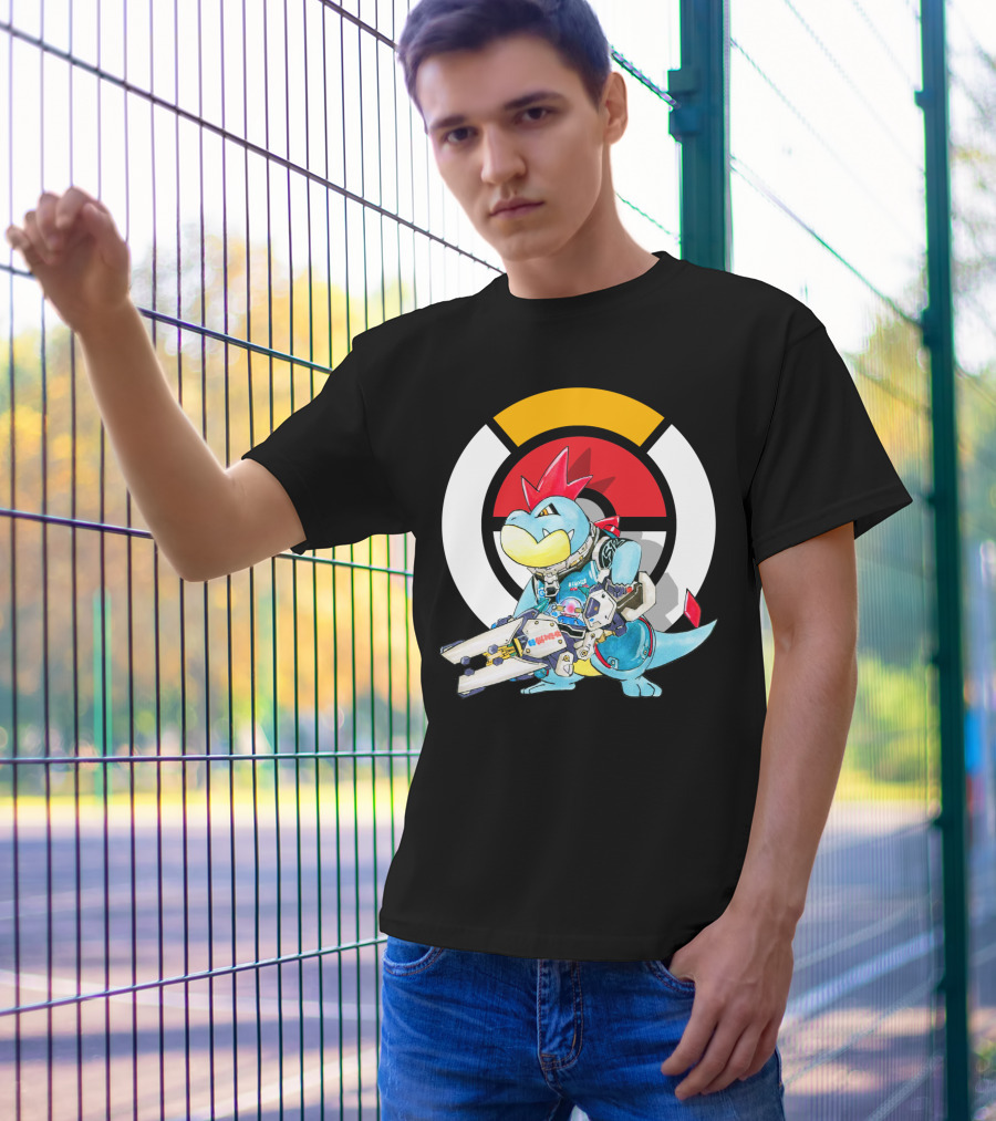 POKEMON CROCONAW ZARYA Crossover With Pokeball Background T-Shirt