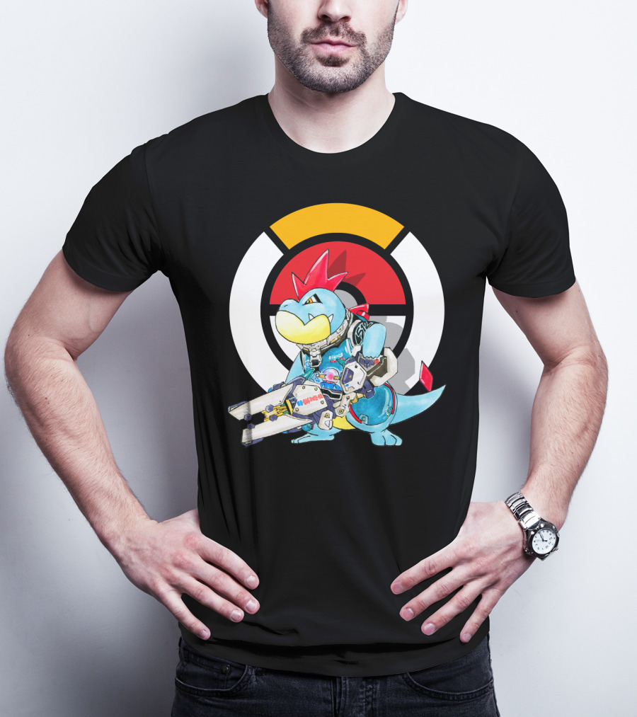 POKEMON CROCONAW ZARYA Crossover With Pokeball Background T-Shirt