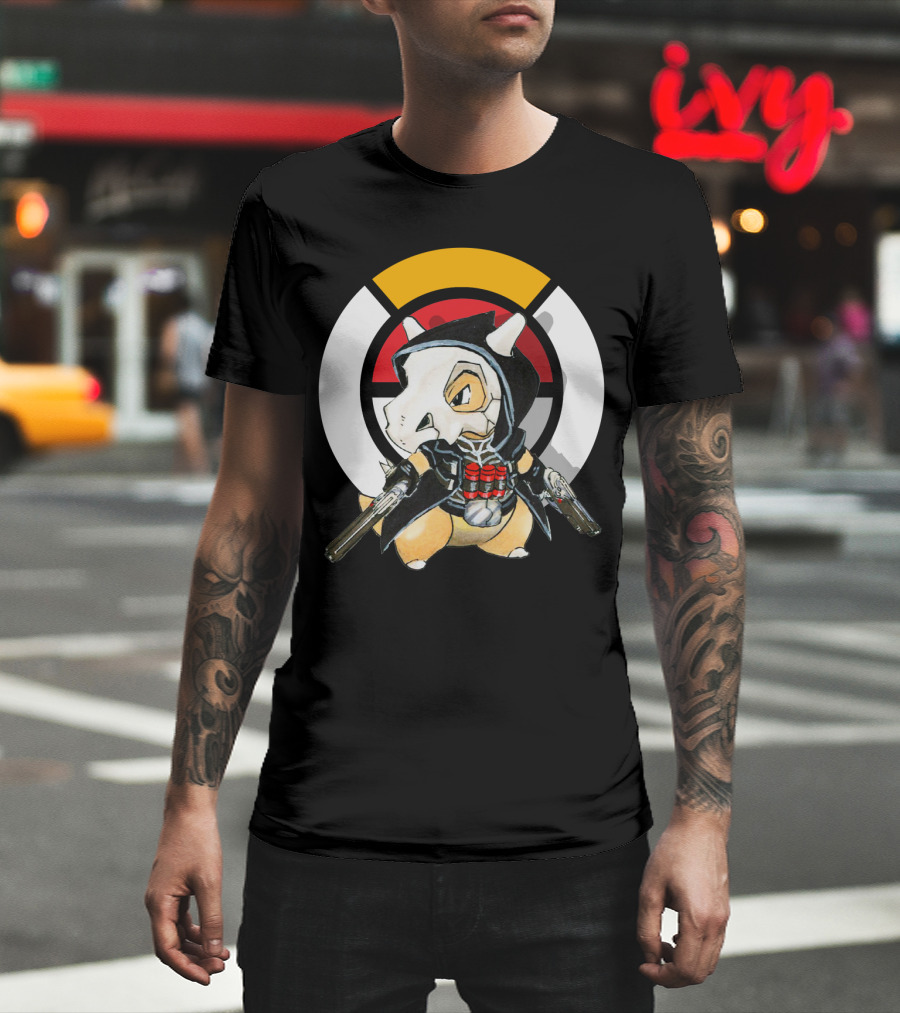 Pokemon X Over Cubone X Reaper Hood Dual Guns T-Shirt