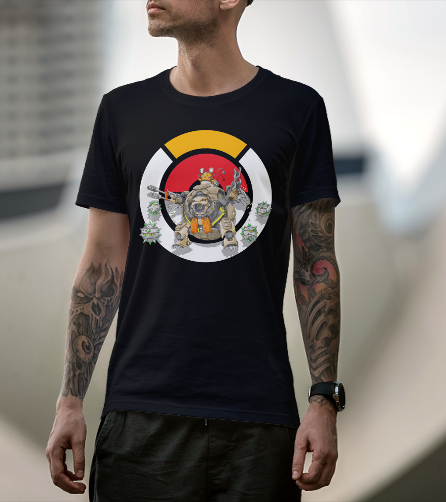 Pokemon X Over Dedenne X Hammond Logo Circle With Ferrothorn T-Shirt
