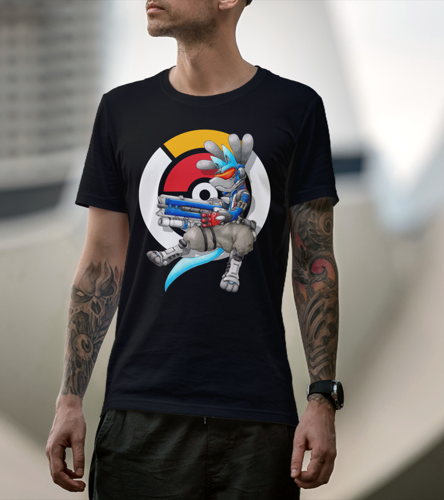 Pokemon X Overwatch Lucario X Soldier T-Shirt
