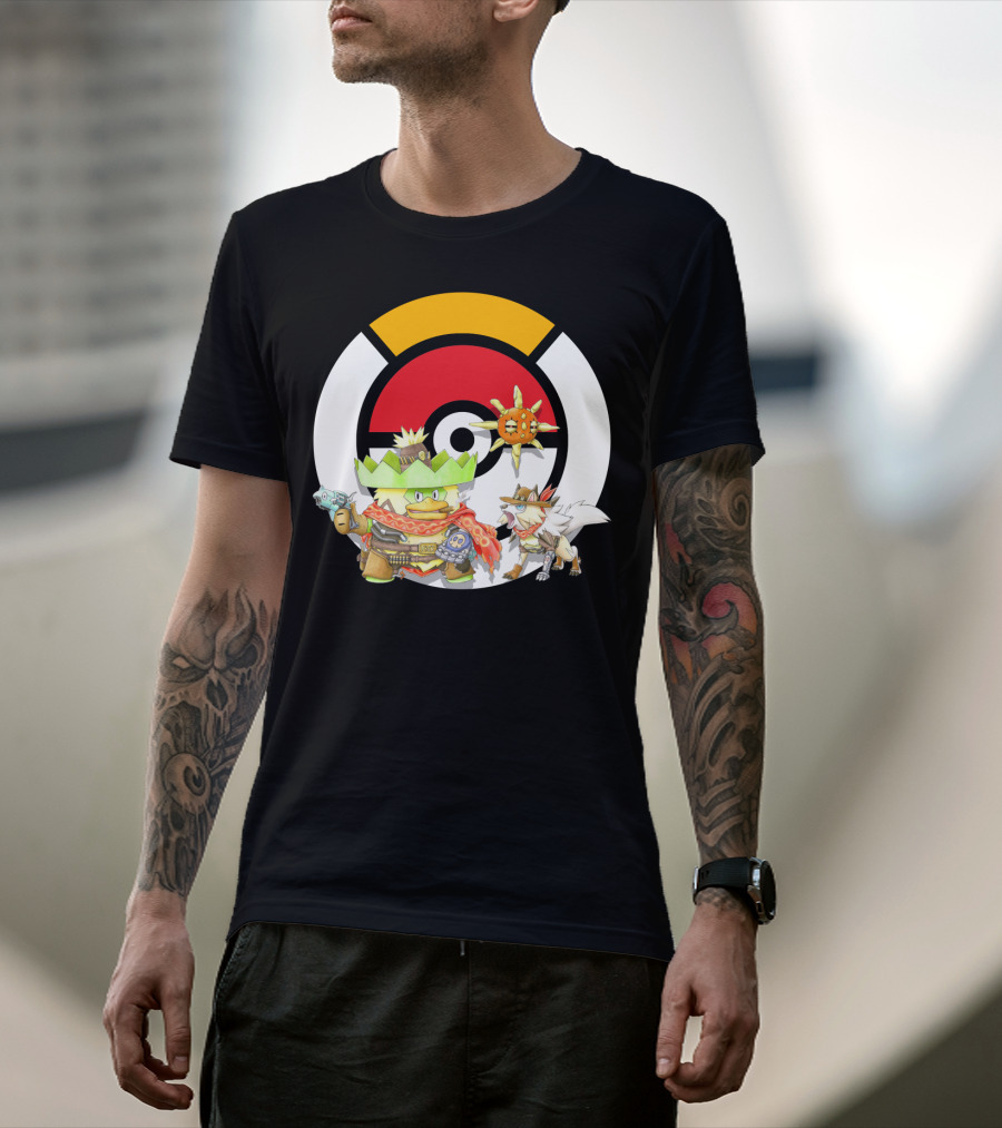 Pokemon X Overwatch Ludicolo Lycanroc Mccree Solrock Crossover T-Shirt