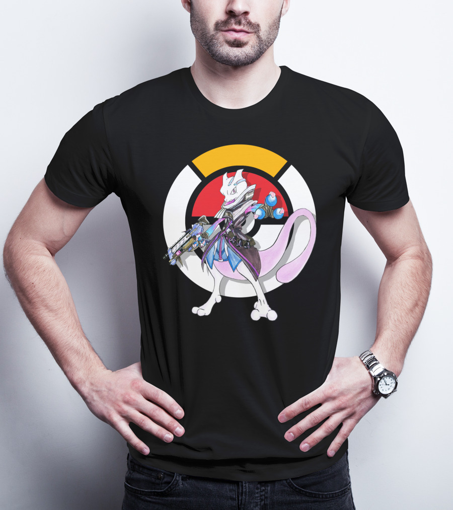Pokemon X Overwatch Mewtwo X Sombra Icon Mashup T-Shirt